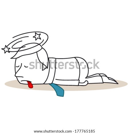 Vector Illustration Monochrome Cartoon Character Unconscious Knocked ...
