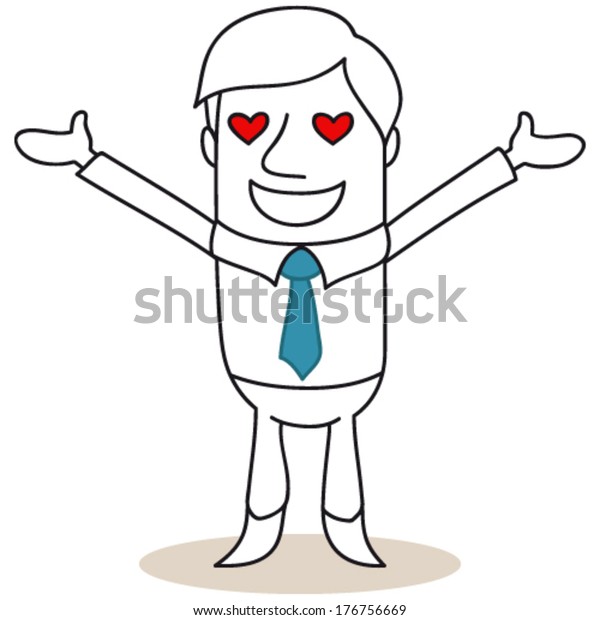 Vector Illustration Monochrome Cartoon Character Happy Stock Vector ...