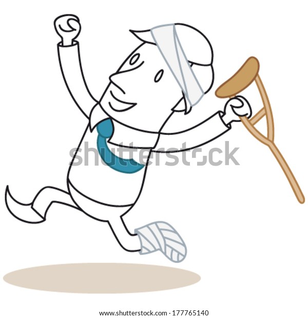 Vector Illustration Monochrome Cartoon Character Injured Stock Vector ...