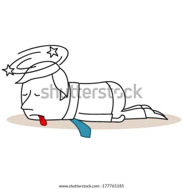 Vector Illustration Monochrome Cartoon Character Unconsciousknocked ...