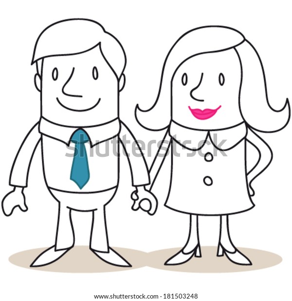 Vector Illustration Monochrome Cartoon Character Happy Stock Vector ...