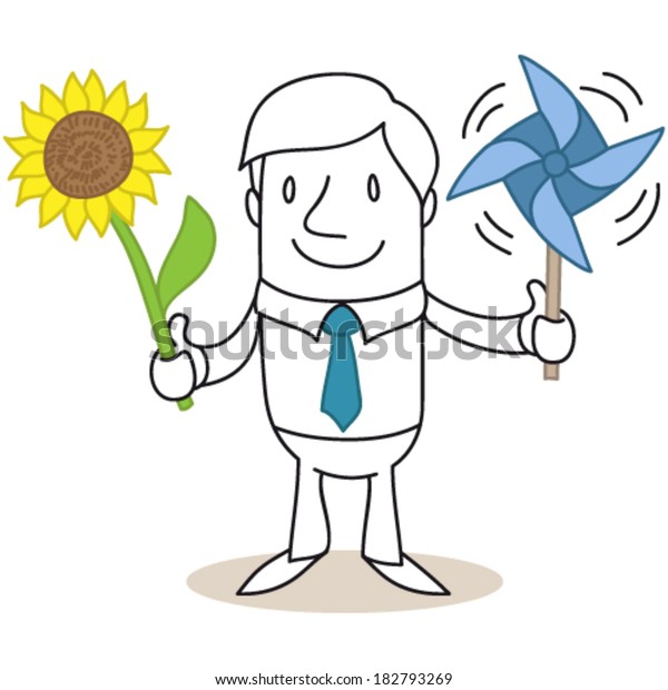 Vector Illustration Monochrome Cartoon Character Smiling Stock Vector ...