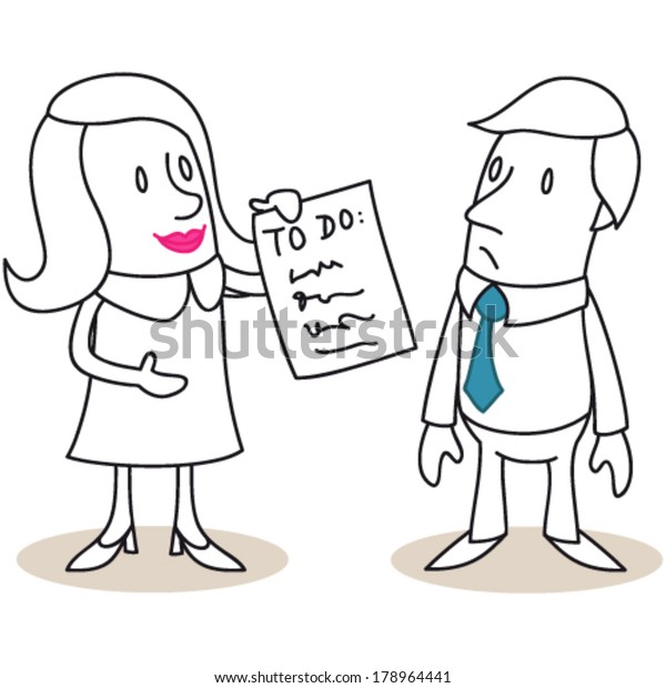 Vector Illustration Monochrome Cartoon Characters Woman Stock Vector ...