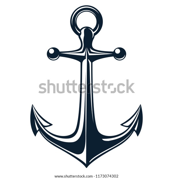 Vector Illustration Monochrome Sea Anchor Icon Stock Vector (Royalty ...