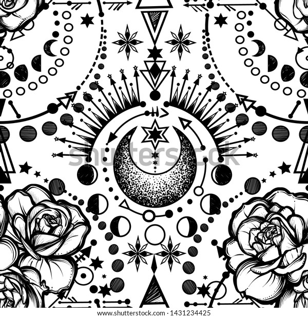 Vector Illustration Moon Phases Alchemy Magical Stock Vector (Royalty ...