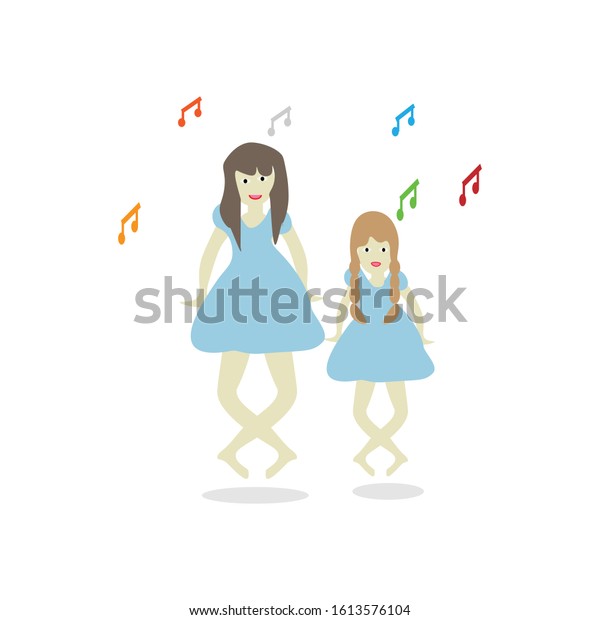 Vector Illustration Mother Daughter Dancing Having Stock Vector ...