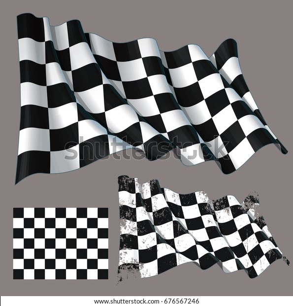 Vector Illustration Motor Race Waving Finish Stock Vector (Royalty Free ...