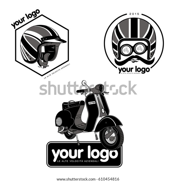Vector Illustration Motorcycle Helmet Emblems Label Stock Vector ...