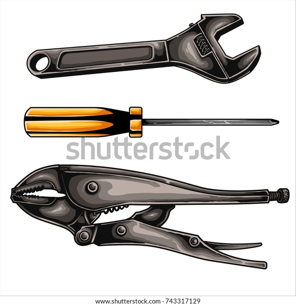 Vector Illustration Motorcycle Repair Custom Tools Stock Vector ...