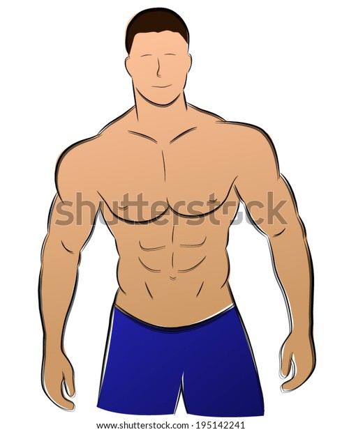 Vector Illustration Muscle Man Drawing On Stock Vector (Royalty Free ...