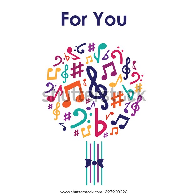 Vector Illustration Music Notes Bouquet Stock Vector (Royalty Free ...