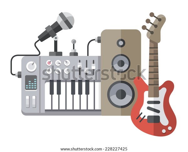 Vector Illustration Music Tools Flat Style Stock Vector (Royalty Free ...