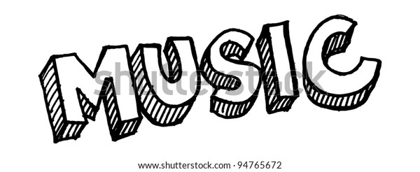 Vector Illustration Music Word Stock Vector (Royalty Free) 94765672