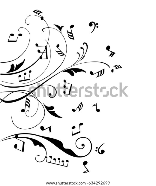Vector Illustration Musical Notes Swirls Stock Vector (Royalty Free ...