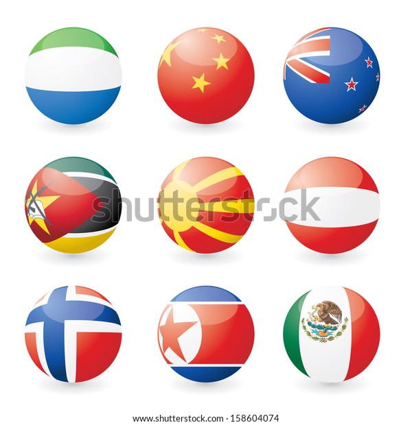 Vector Illustration National Flags On Spheres: vector de stock (libre ...