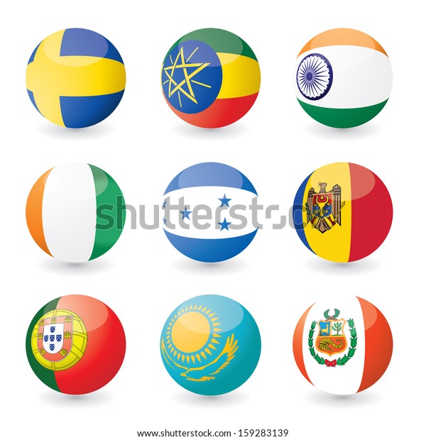 Vector Illustration National Flags On Spheres: เวกเตอร์สต็อก (ปลอดค่า ...