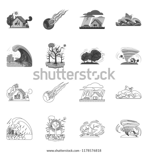 Vector Illustration Natural Disaster Logo Collection Stock Vector ...