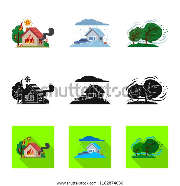 Vector Illustration Natural Disaster Logo Collection Stock Vector ...