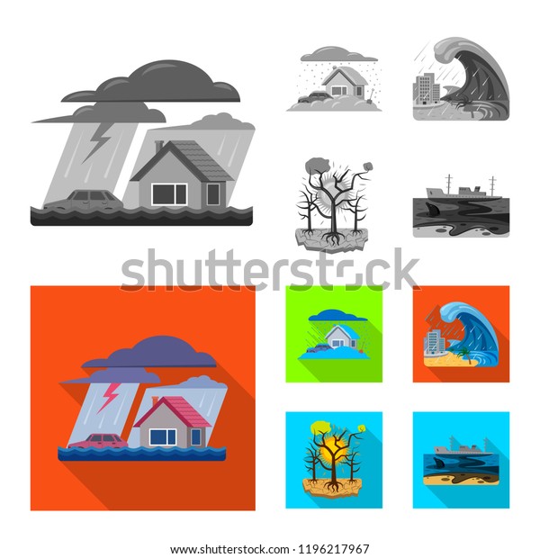 Vector Illustration Natural Disaster Logo Set Stock Vector (Royalty ...