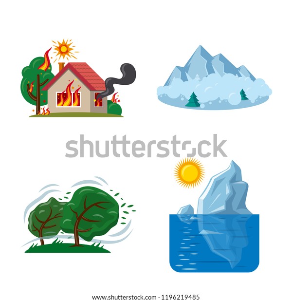Vector Illustration Natural Disaster Logo Set Stock Vector (Royalty ...