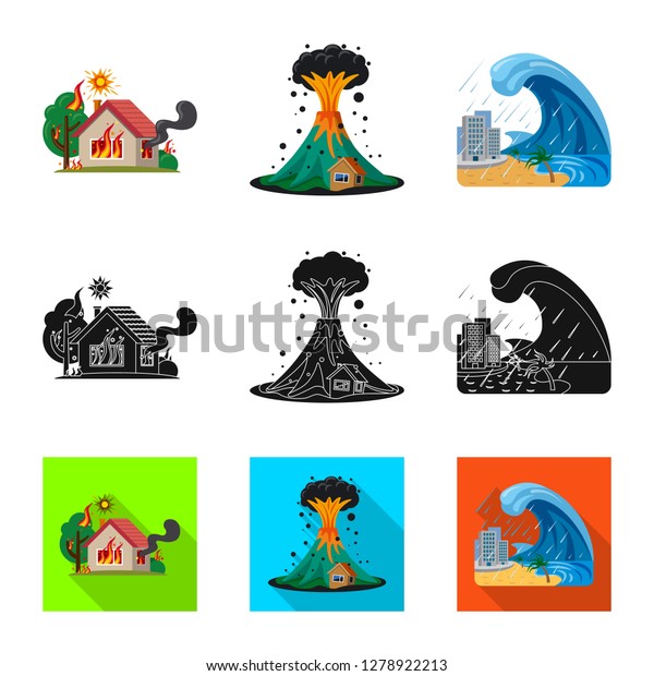 Vector Illustration Natural Disaster Logo Set Stock Vector (Royalty ...
