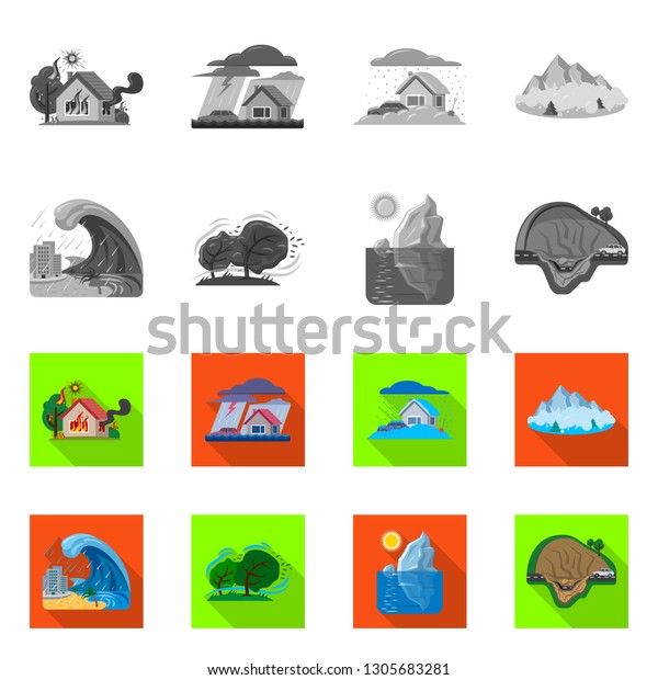 Vector Illustration Natural Disaster Logo Collection Stock Vector ...