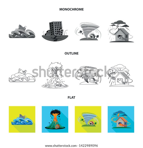 Vector Illustration Natural Disaster Logo Collection Stock Vector ...