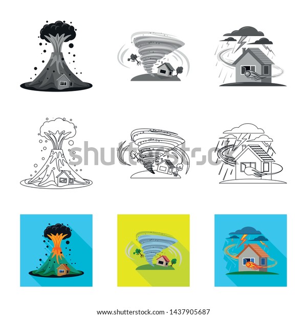 Vector Illustration Natural Disaster Logo Collection Stock Vector ...