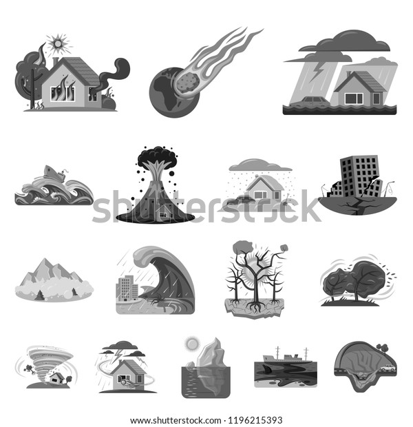 Vector Illustration Natural Disaster Sign Collection Stock Vector ...
