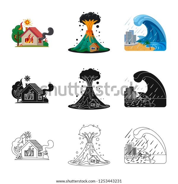 Vector Illustration Natural Disaster Sign Set Stock Vector (Royalty ...