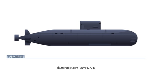 Vector Illustration Navy Submarine Side View Stock Vector (Royalty Free ...