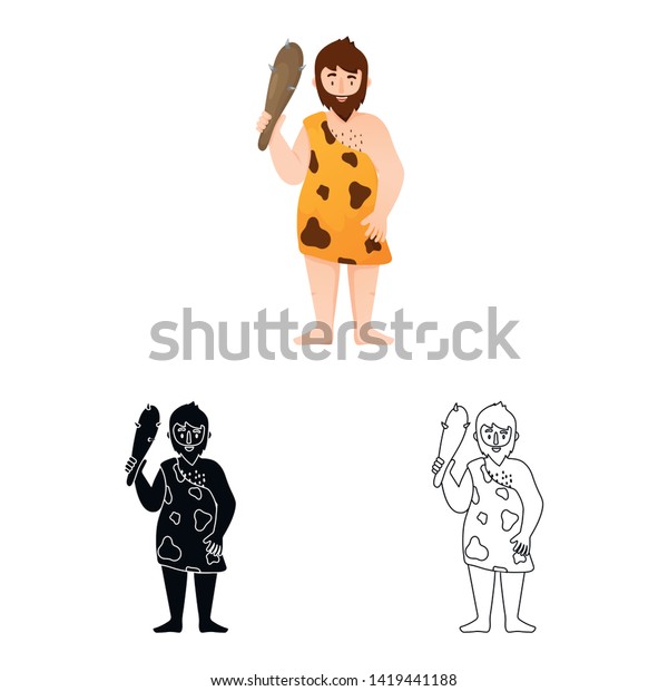 Vector Illustration Neanderthal Man Icon Set Stock Vector (Royalty Free ...