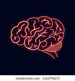 Vector Illustration Neon Human Brain Led Stock Vector (Royalty Free ...