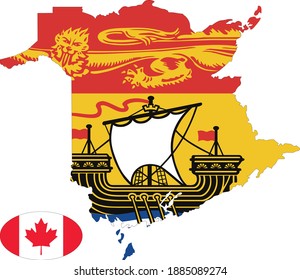Vector Illustration New Brunswick Map Flag Stock Vector (Royalty Free ...