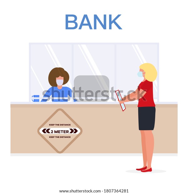 Vector Illustration New Normal Bank Client Stock Vector (Royalty Free ...