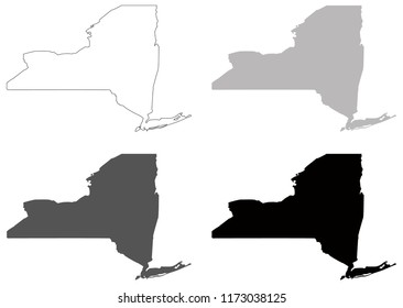 Vector Illustration New York State Maps Stock Vector (Royalty Free ...