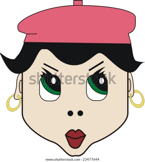 Vector Illustration Nice Young Girl Face Stock Vector (Royalty Free ...