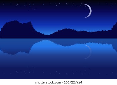 Vector Illustration Night Landscape Background Decoration Stock Vector ...