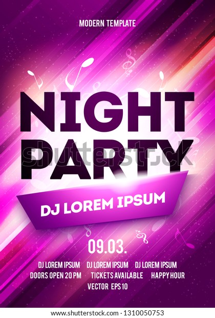 Vector Illustration Night Party Poster Template Design