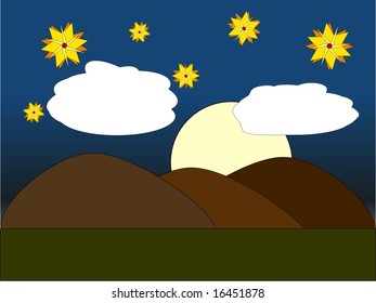 Vector Illustration Night Scene Stock Vector (Royalty Free) 16451878 ...