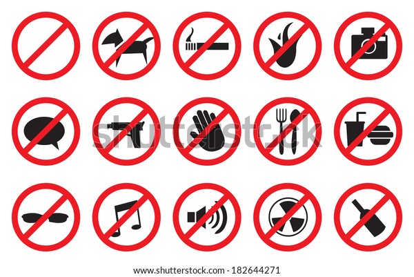 Vector Illustration No Signs Different Prohibited Stock Vector (Royalty ...