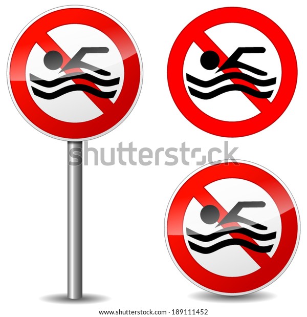 Vector Illustration No Swimming Sign On Stock Vector (Royalty Free ...