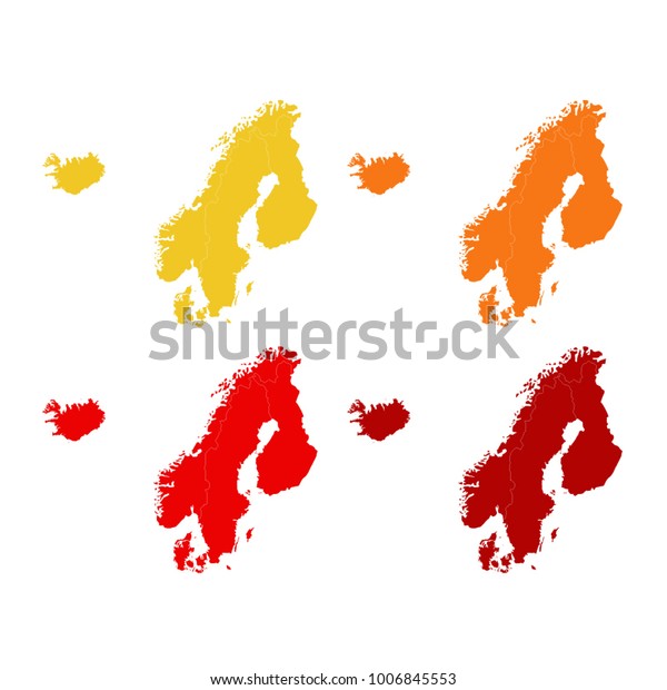 Vector Illustration Nordic Countries Maps Stock Vector (Royalty Free ...