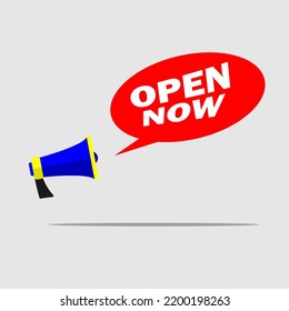Vector Illustration Now Open Megaphone Web Stock Vector (Royalty Free ...