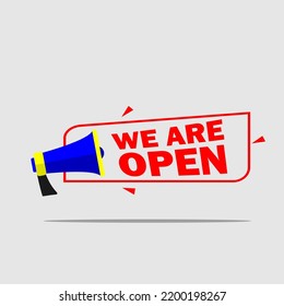 Vector Illustration Now Open Megaphone Web Stock Vector (Royalty Free ...