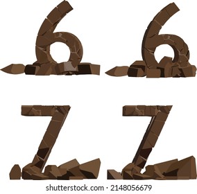 Vector Illustration Number 6 7 Cracked Stock Vector (Royalty Free ...