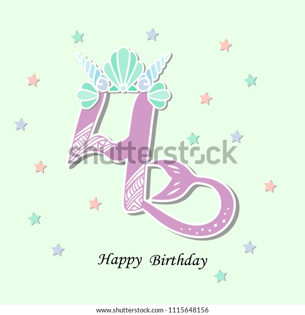 Vector Illustration Number Four Mermaid Tail Stock Vector (Royalty Free ...