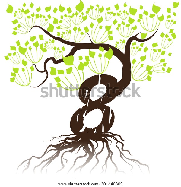 Vector Illustration Number Growing Tree Design Stock Vector (Royalty ...