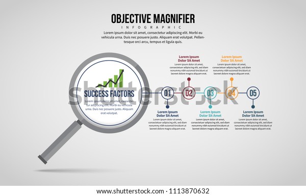Vector Illustration Objective Magnifier Infographic Design Stock Vector ...