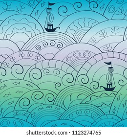 Vector Illustration Ocean Form Seamless Pattern Stock Vector (Royalty ...